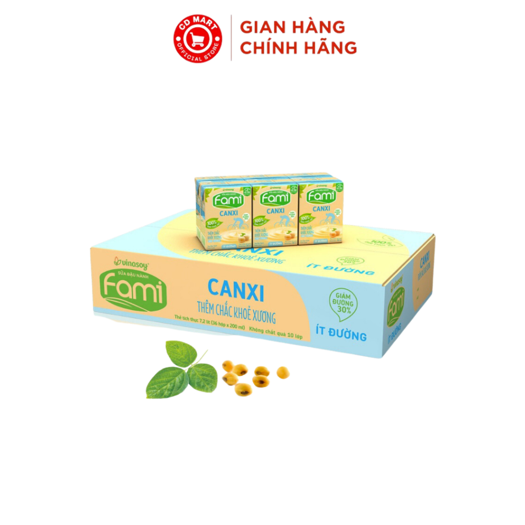 Thùng 36 hộp sữa đậu nành Fami Canxi (36 hộp x 200ml) | Shopee Việt Nam