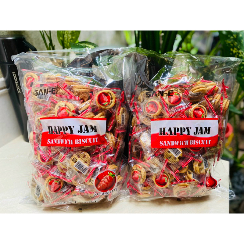 BÁNH QUY SANDWICH BISCUIT HAPPY JAM HƯƠNG VIỆT QUẤT/XOÀI/DÂU/CHANH LEO BỊCH 500g | Shopee Việt Nam