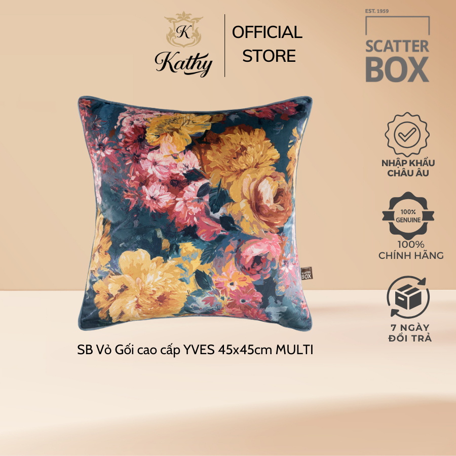 [Scatter Box] Vỏ gối cao cấp nhập khẩu Ireland Anh Quốc YVES màu xanh ...