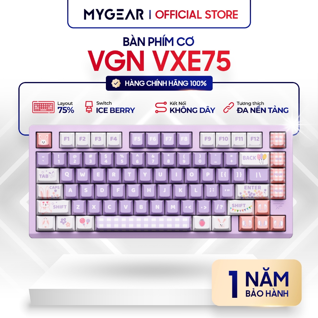 Bàn phím cơ VGN VXE75 Trans Purple RGB Chính hãng - Bảo hành 12 tháng | Shopee Việt Nam