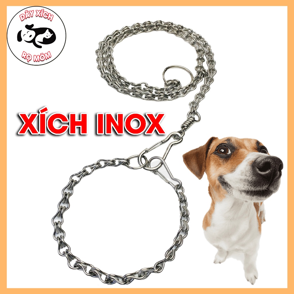Dây xích chó inox kèm vòng cổ nhiều kích thước - Dây dắt chó đi dạo các ...