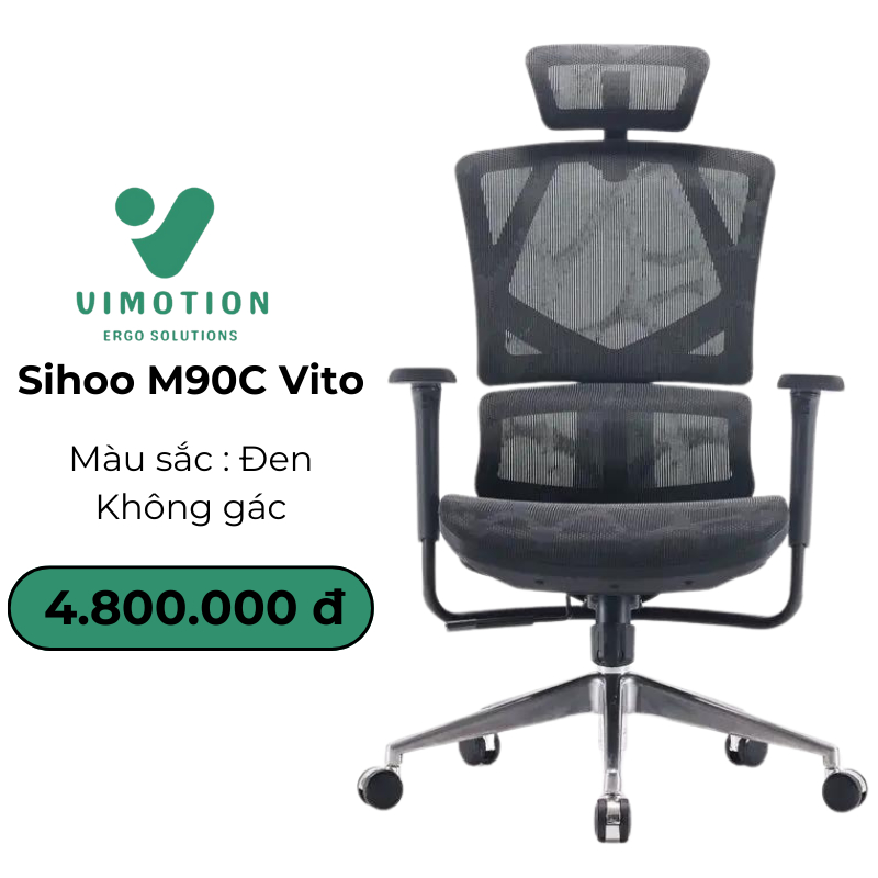 Ghế xoay văn phòng công thái học Sihoo M90C điều chỉnh tựa đầu, tay vịn ...