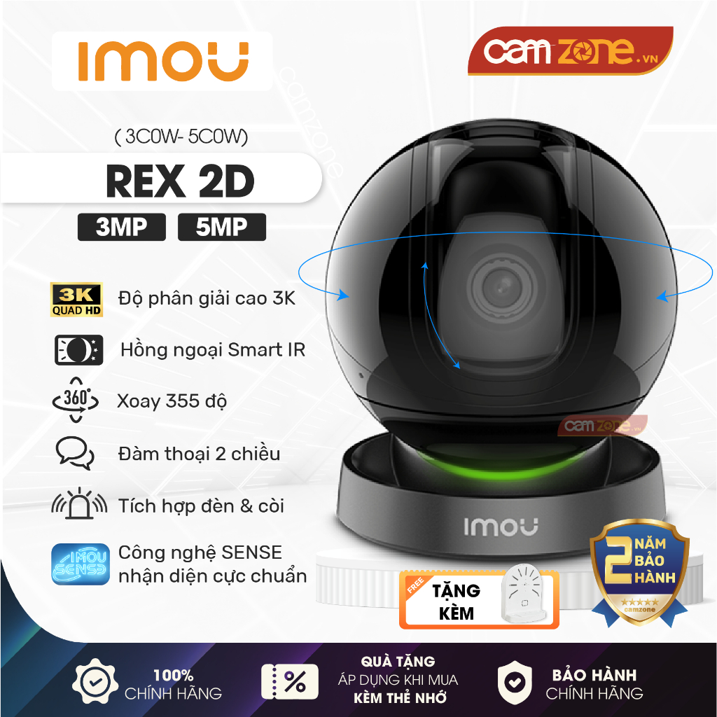 Camera Wifi Trong Nhà IMOU REX 2D 3MP 2K/5MP 3K (GK2DP)-Siêu Nét,Quay ...