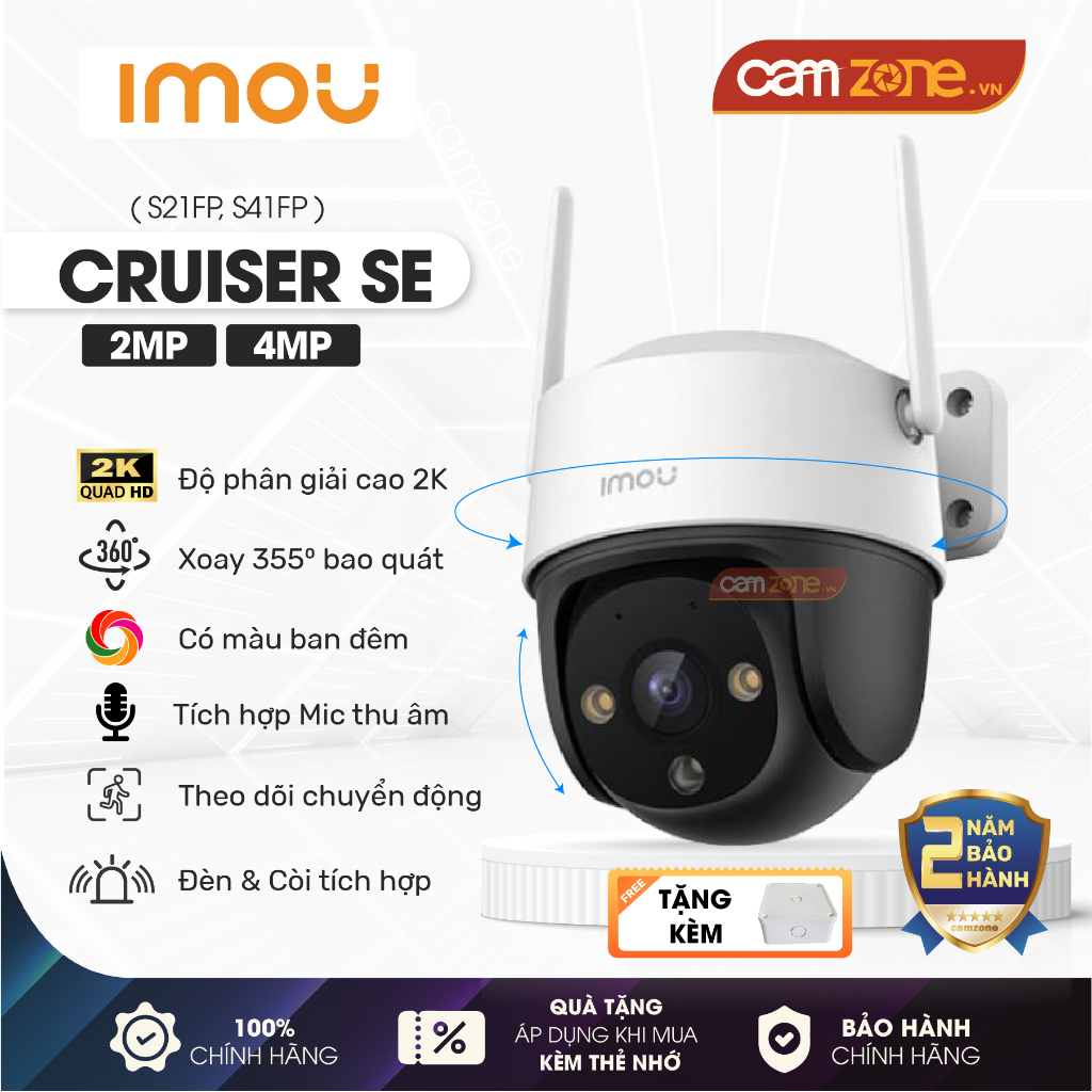 Camera Wifi Ngoài Trời Imou CRUISER SE S21FP (2MP)/S41FP (4MP), Màu đêm ...