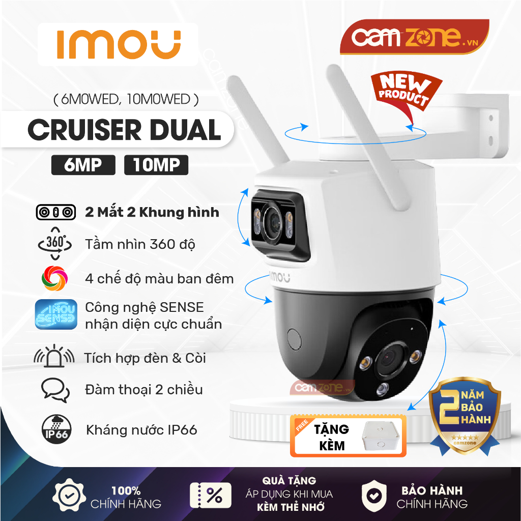 Camera Wifi 2 Mắt Ngoài Trời IMOU Cruiser Dual 6MP/10MP (S7XP-10M0WED ...
