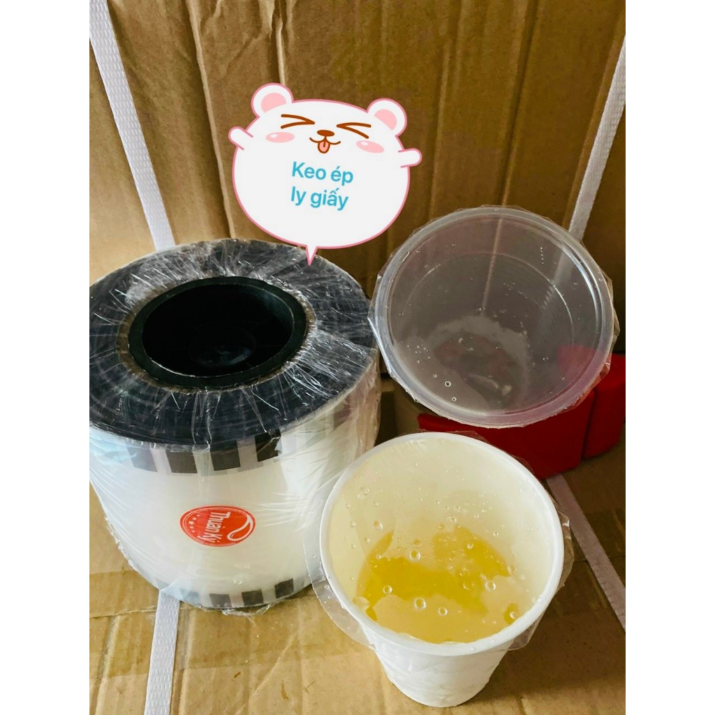 Combo 12 cuộn màng dán ly dùng cho ly giấy và ly PP. Loại 2400 ly dung ...