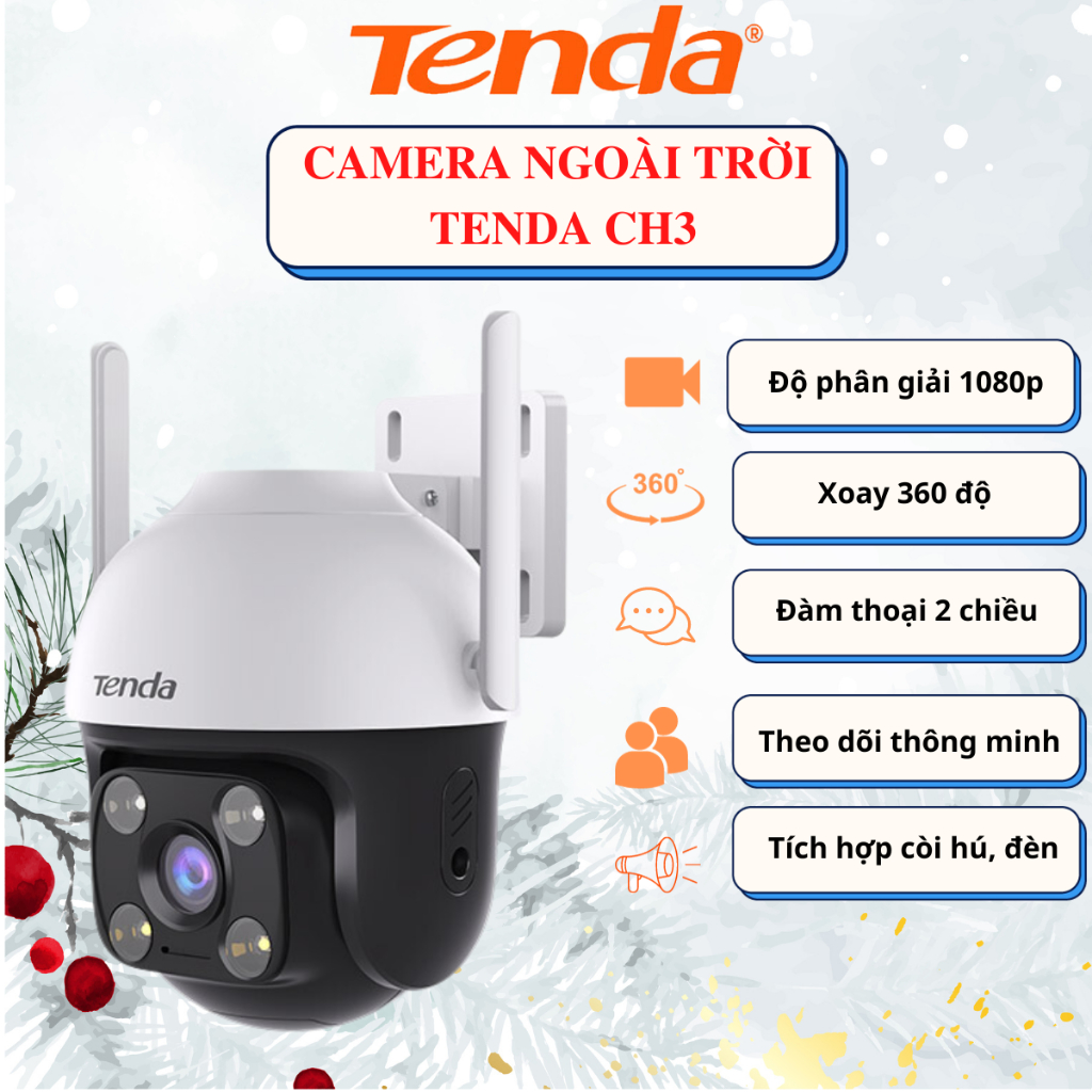 Camera WIFI Tenda CH3 1080P ngoài trời xoay 360,có màu ban đêm đàm ...