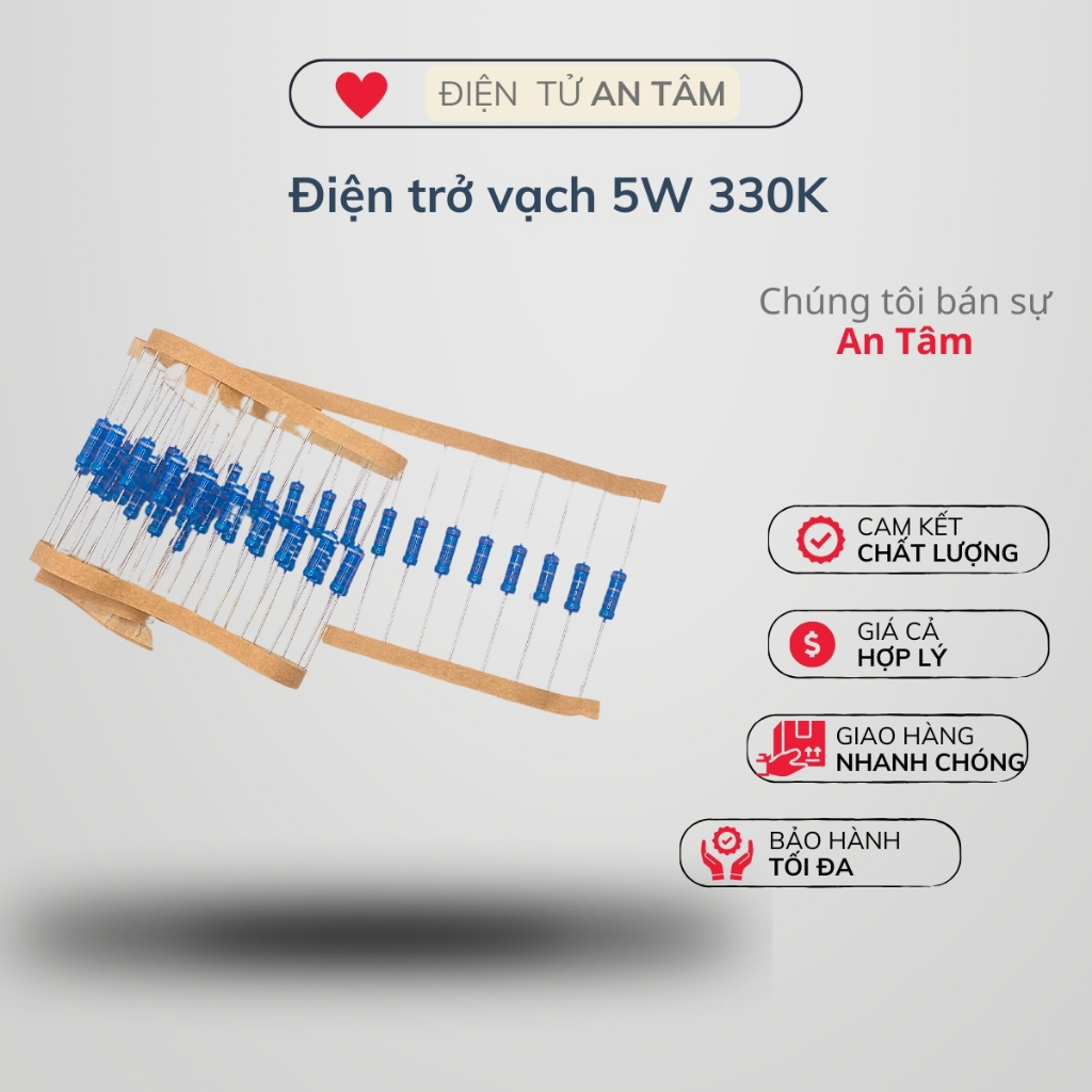 Điện trở vạch 5W 330K 1% chân đồng Điện Tử An Tâm | Shopee Việt Nam