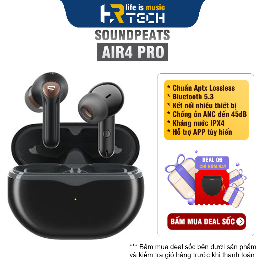 Tai Nghe Không Dây True Wireless SoundPEATS Air4 Pro Chống Ồn Chủ Động ANC Aptx Lossless Audio ...
