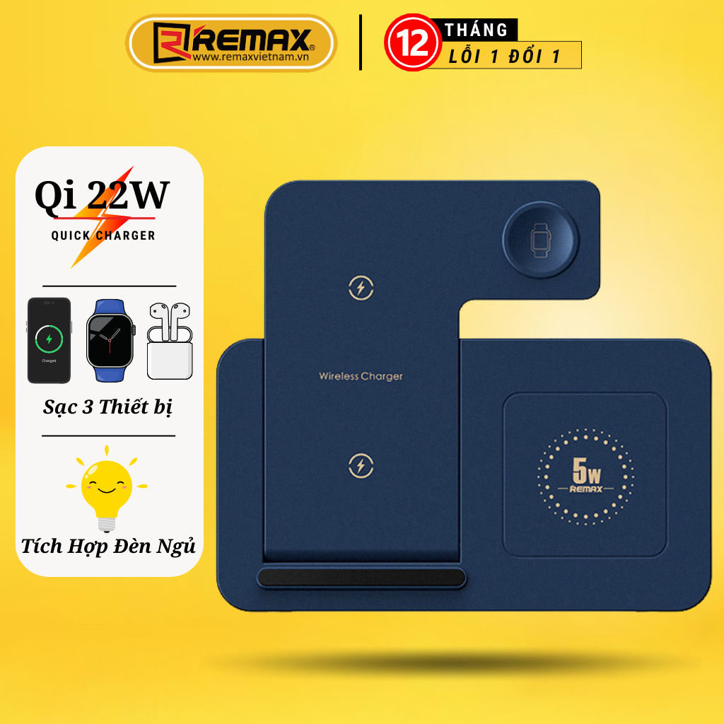 Đế Sạc Không Dây Đa Năng 3in1 22w Remax RP W60 Sạc Nhanh Không Dây 15W Cho 8 Plus Trở Lên Remax ...