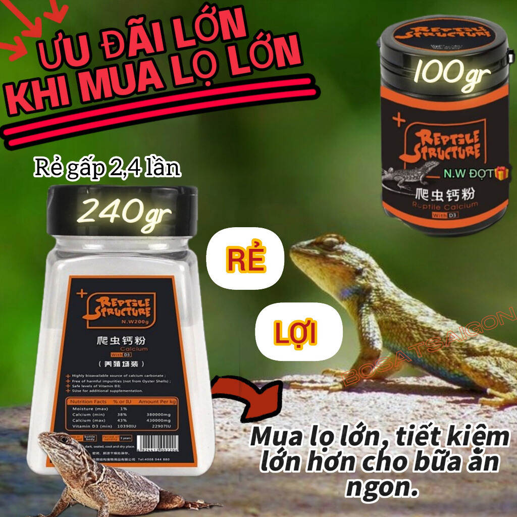 CANXI KHÔNG D3 DÙNG CHO TRĂN, RẮN, LƯỠNG CƯ, THẰN LẰN DA BÁO, TẮC KÈ HOA / calcium leopard gecko ...