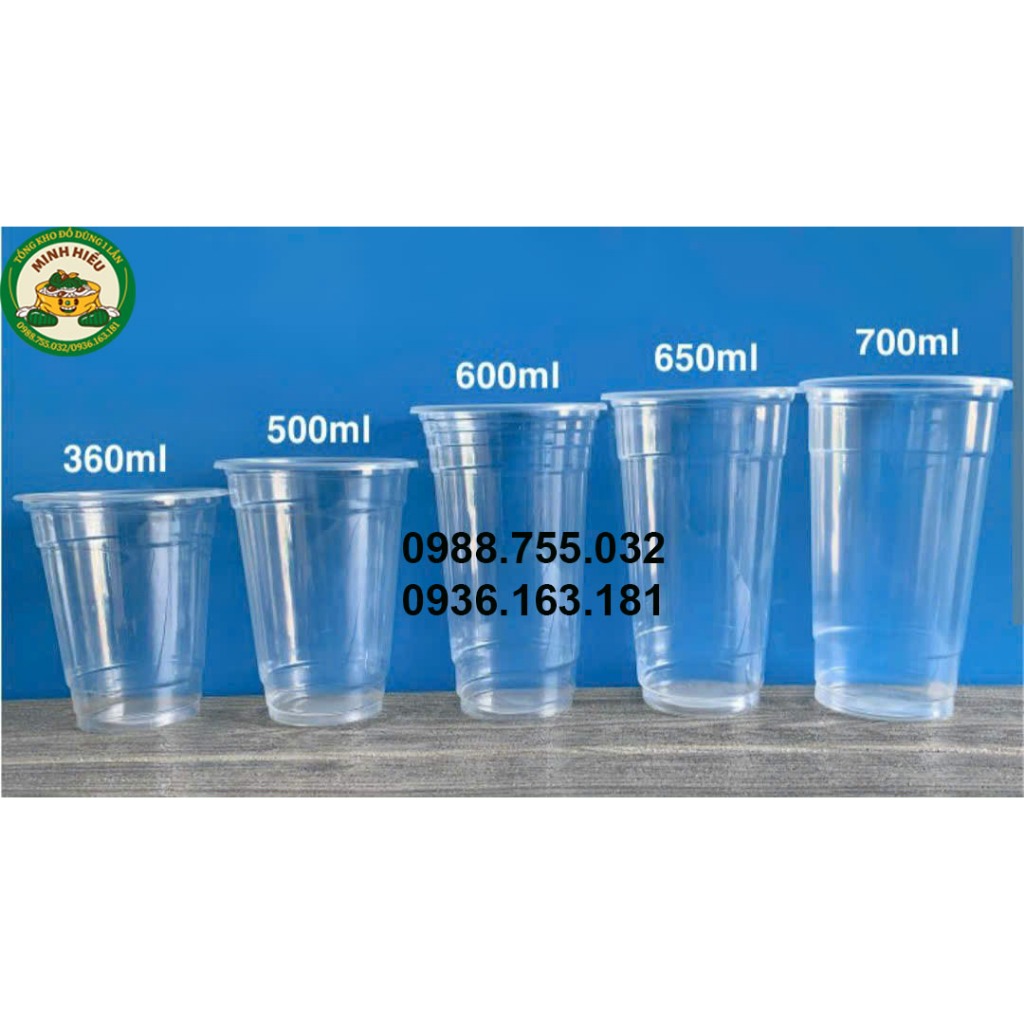 50 Cốc nhựa ( Ly nhựa ) PET nắp cầu 350ml - 500ml | Shopee Việt Nam