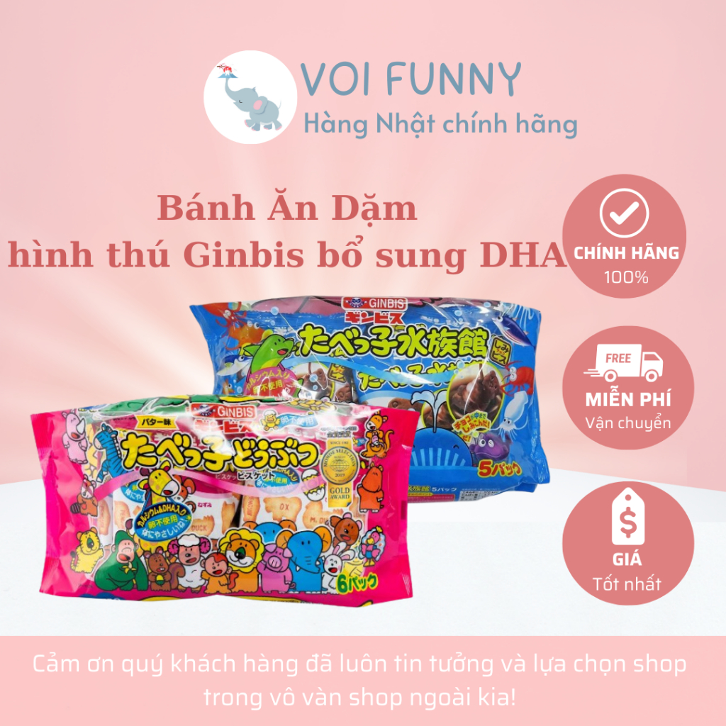 [CHÍNH HÃNG] - Bánh hình thú Ginbis bổ sung DHA 6 gói Nội Địa Nhật date 2025 | Shopee Việt Nam