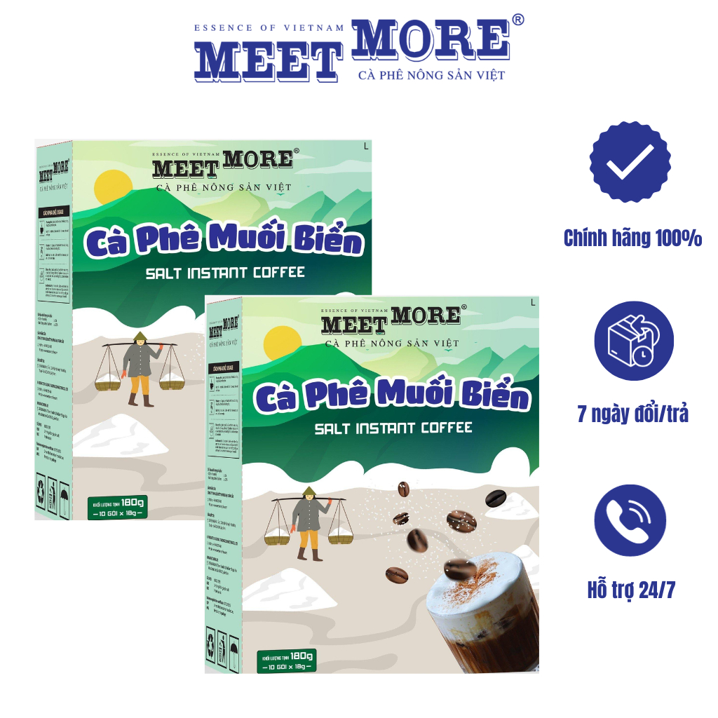 Combo 2 Hộp Cà Phê Muối Biển Meet More (10 gói/hộp x 18g) | Shopee Việt Nam