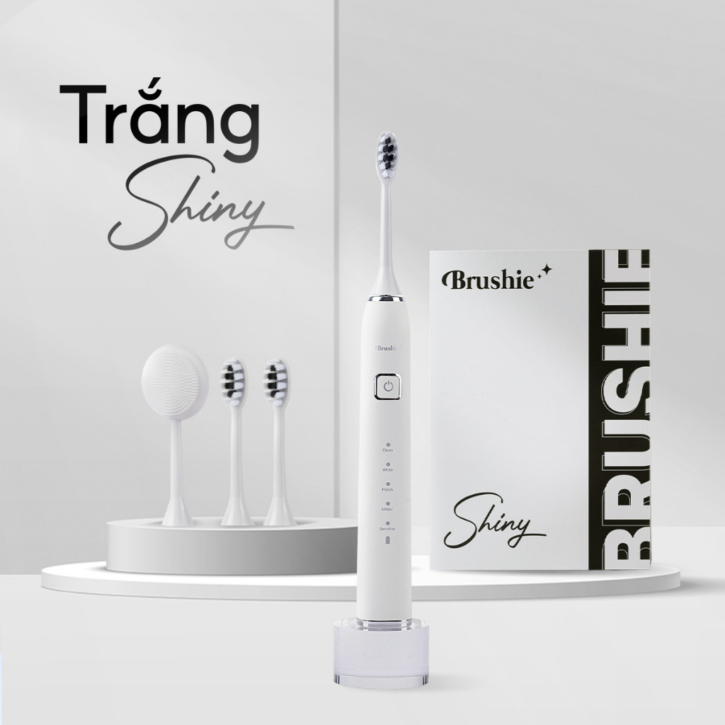 Bàn Chải Điện Brushie 5 Chế Độ Làm Sạch, Tích Hợp Đầu Rửa Mặt, Công Nghệ Sóng Âm | Shopee Việt Nam