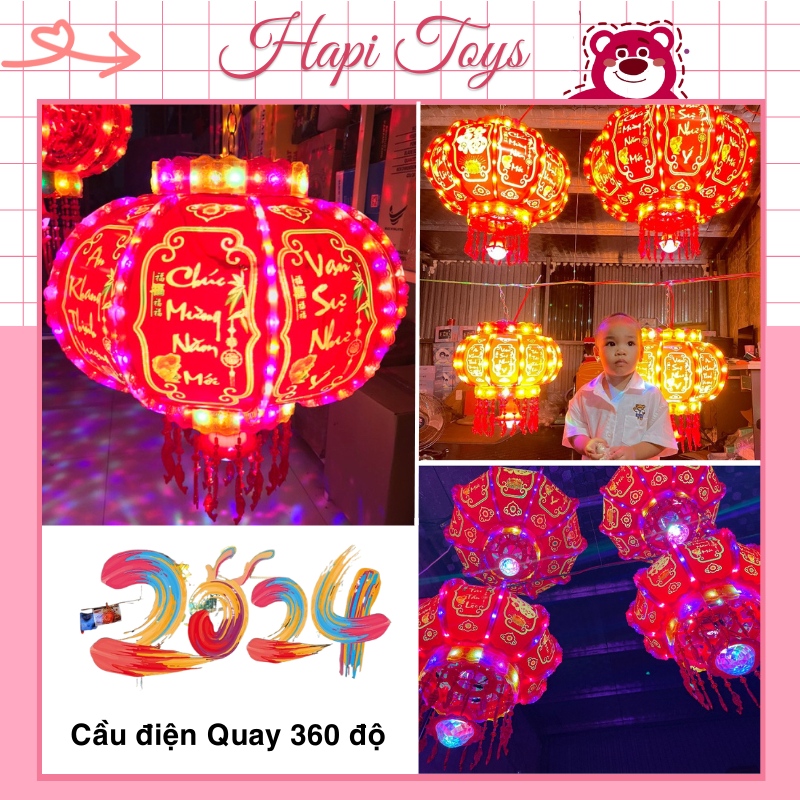 Sét 1 Đèn Lồng xoay 360 CHỮ VIỆT Cầu Điện Xoay 360 Đèn Led 3D ánh kim ...