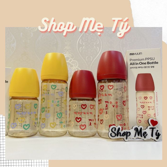 Bình sữa Moyuum Thỏ / Trái tim Đỏ / Vàng 170ml / 270ml mẫu mới năm 2023 - More Love Edition ...