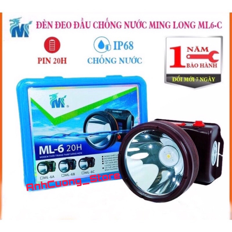 Đèn pin đội đầu chống nước Ming Long ML-6c công suất 35w hàng chính ...