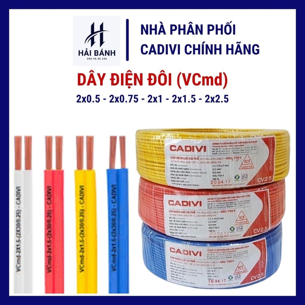 [Cuộn 100 MÉT] Dây điện đôi mềm VCMD CADIVI / 2x0.5 - 2x0.75 - 2x1.0 ...