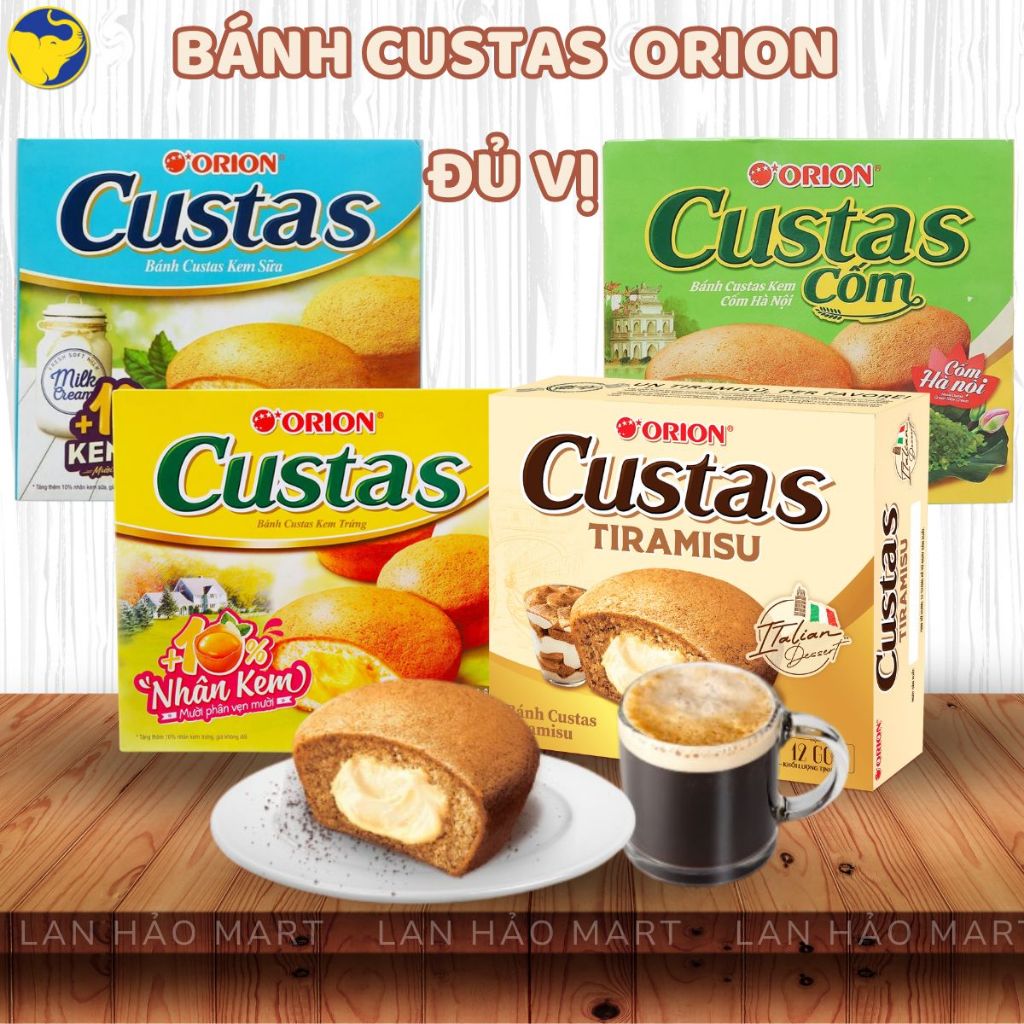 BÁNH CUSTAS KEM TRỨNG, KEM CỐM, KEM SỮA, TIRAMISU HỘP 276G | Shopee ...