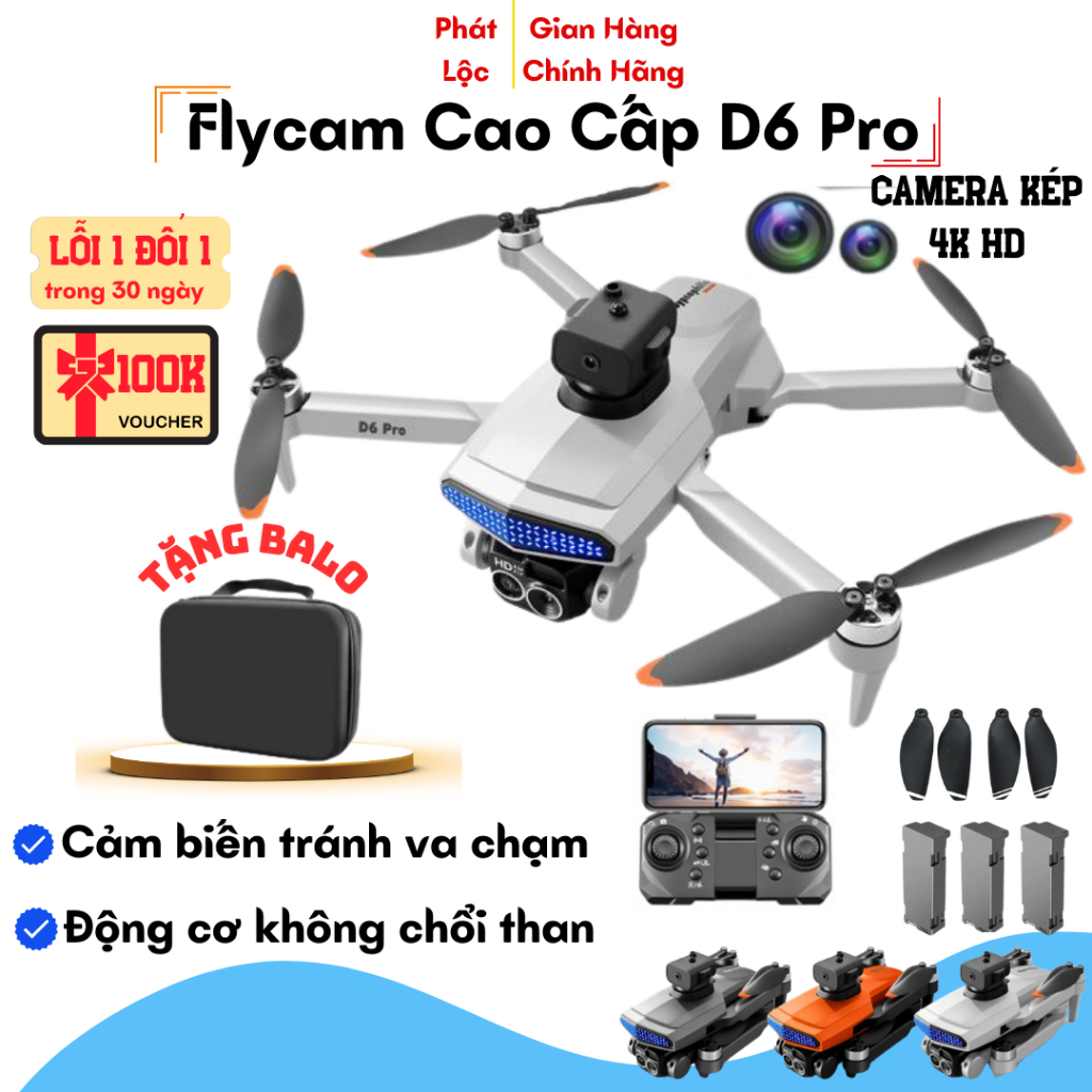 Máy Bay Điều Khiển Từ Xa, Flycam D6 PRO Max, Play Camera bay 25 Phút ...