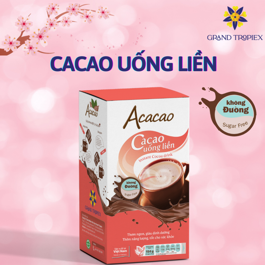 Bột cacao hòa tan Không đường đường Acacao, bột ca cao uống liền tiện ...