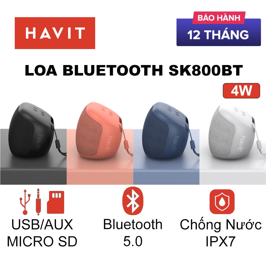 Loa Bluetooth Mini 5.0 HAVIT SK800BT 4W - Pin Lâu, Hỗ Trợ Nghe Nhạc Bằng USB, Thẻ Nhớ TF & AUX ...
