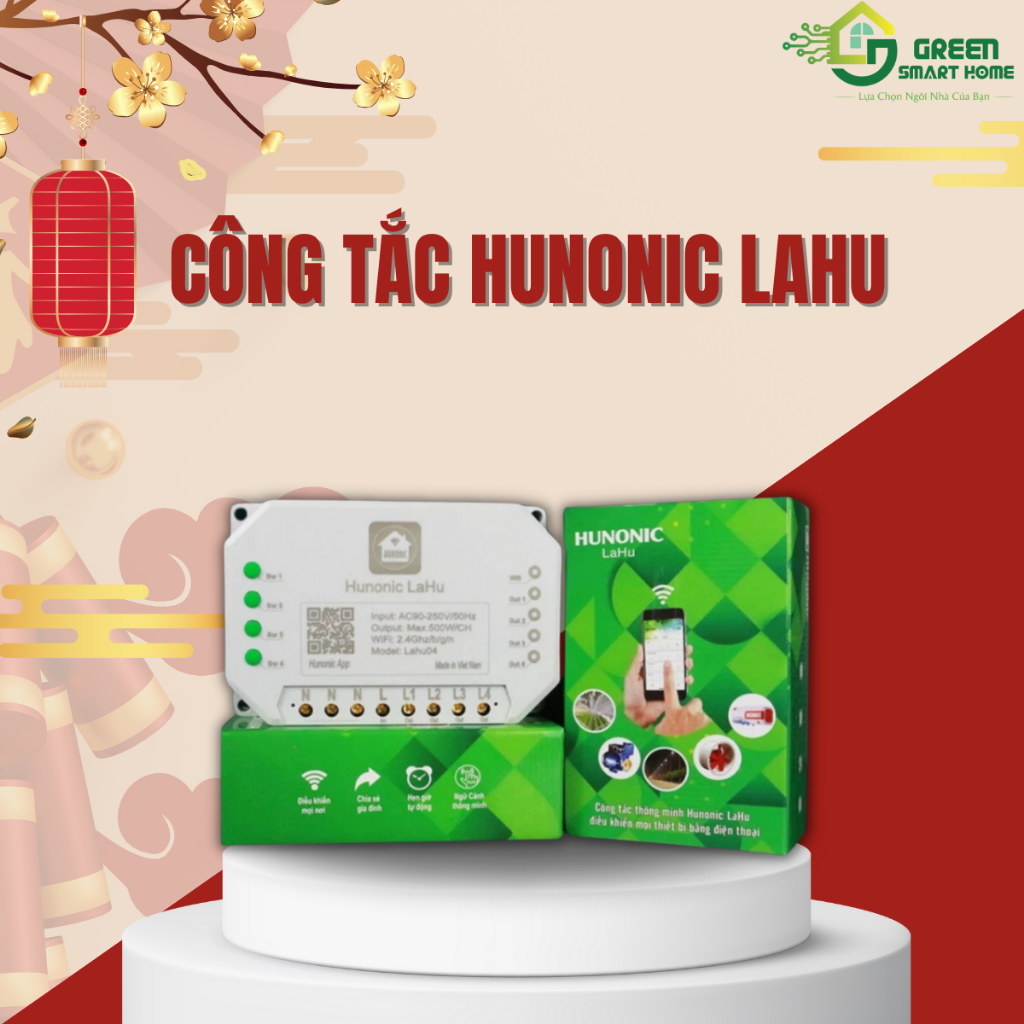 Công tắc thông minh kết nối Wifi Hunonic Lahu 4 kênh - 500W/kênh ...