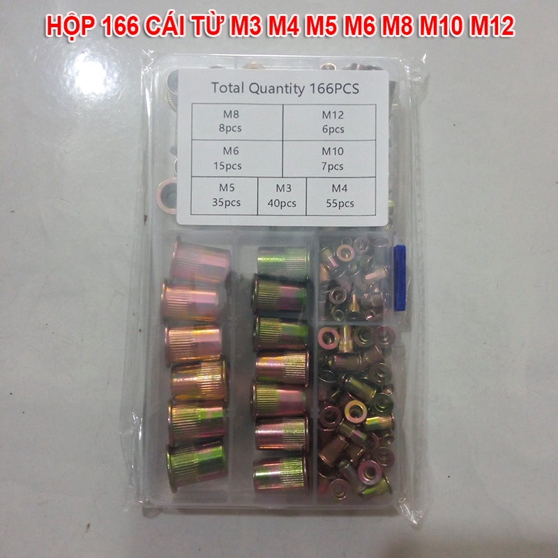 Hộp 165 con Tán rút, Ecu rút SIZE từ M3-M4-M5-M6-M8-M10-M12 | Shopee ...