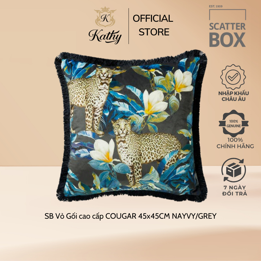 [Scatter Box] Vỏ gối cao cấp nhập khẩu Ireland Anh Quốc Cougar màu xanh ...