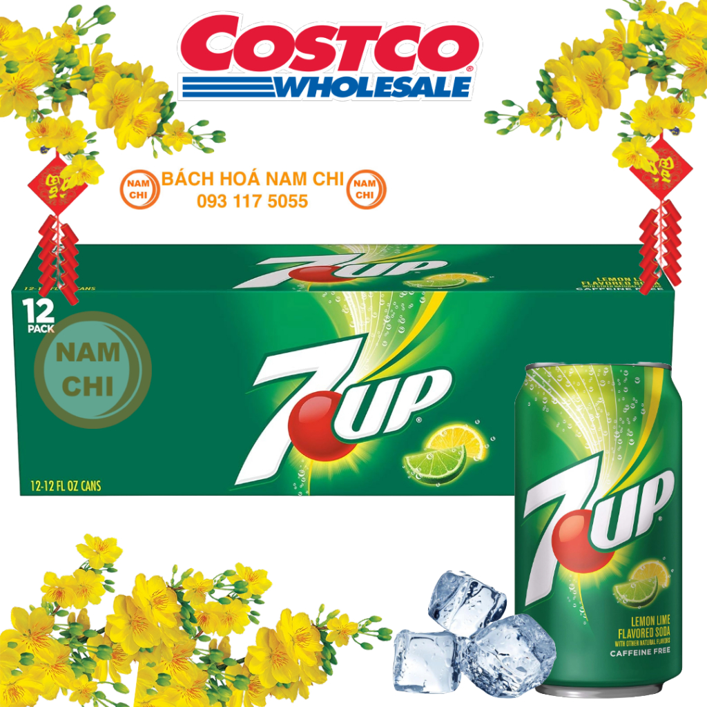 [THÙNG 12 LON] Nước Ngọt Mỹ 7UP Cherry Lon 355ML Quà Tết Sang Trọng Sẵn ...