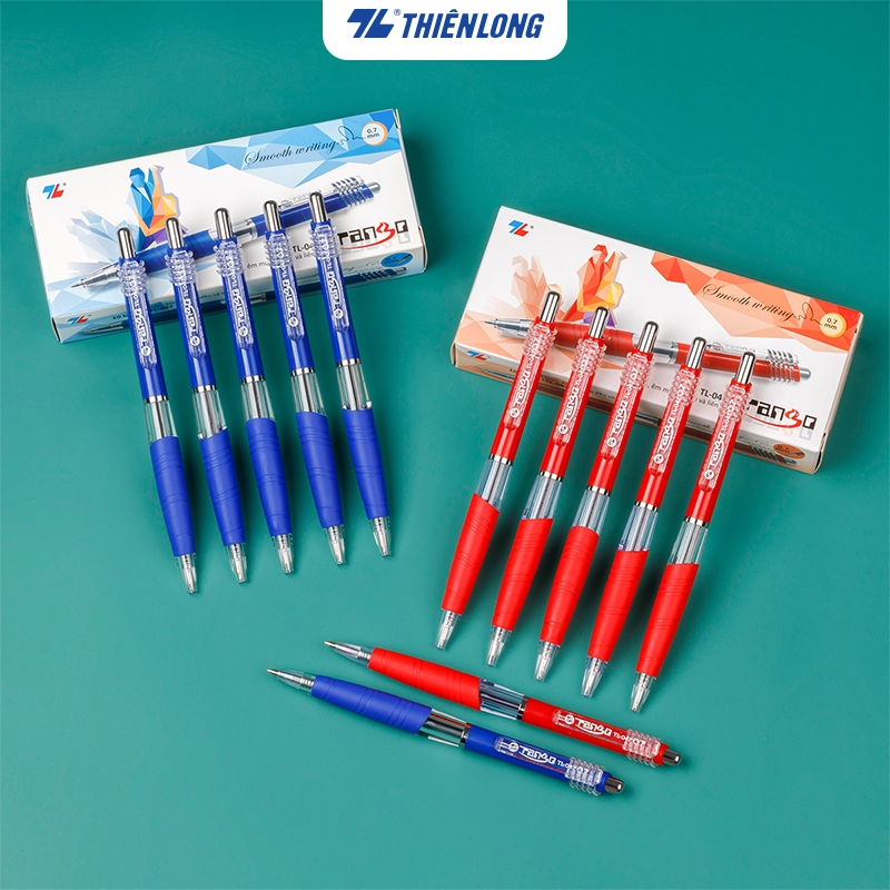 Combo 2 Bút bi Thiên Long TL-047 0.7mm mực xanh/đỏ/đen thiết kế cân đối ...