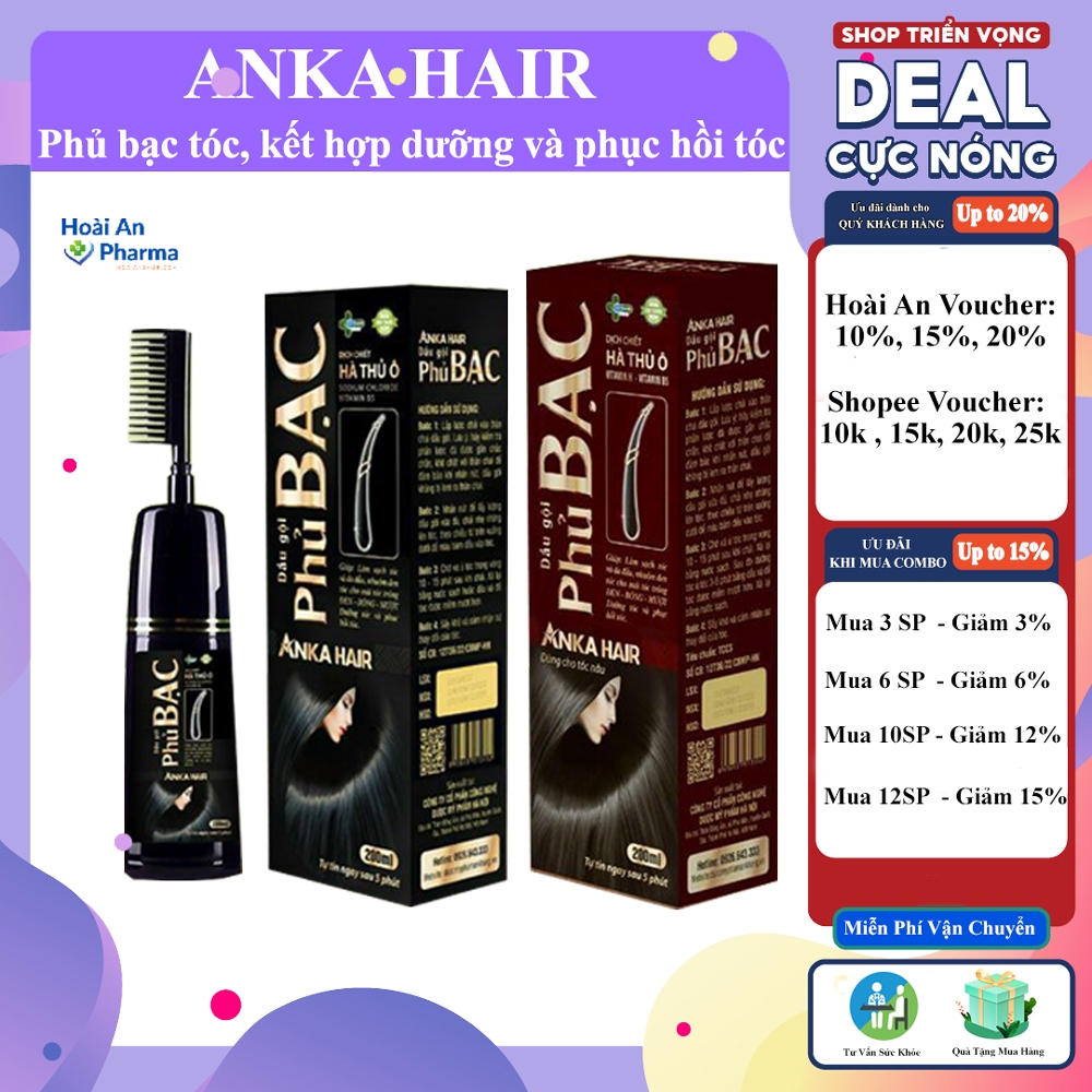 Dầu gội phủ bạc Anka Hair từ thảo dược – Giúp nhuộm tóc đen kết hợp ...