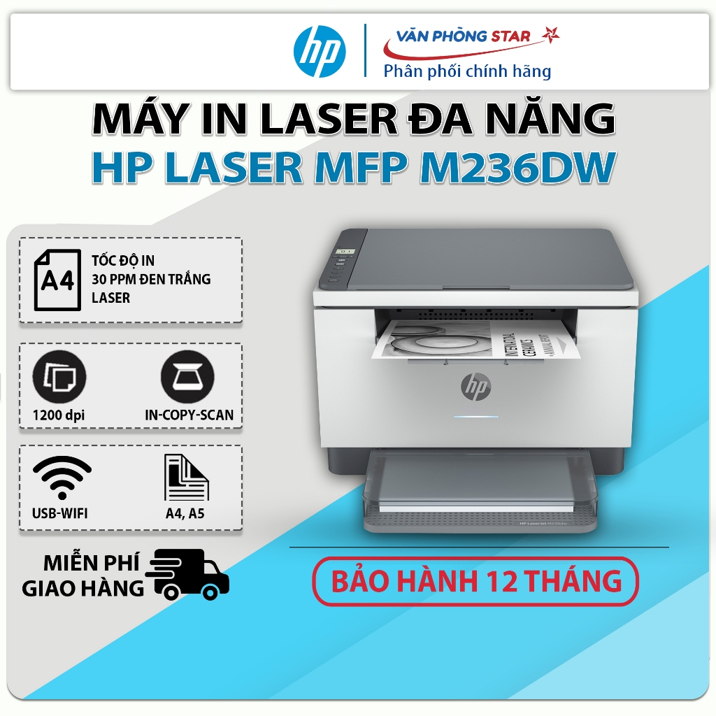 Máy in Laser HP LaserJet MFP M236dw 9YF95A đa năng (Print, copy, scan ...