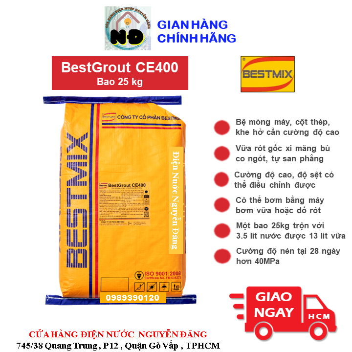 [Hỏa Tốc] Bao 25kg Vữa Rót Cường Độ Cao BestGrout CE400 Không Co Ngót ...