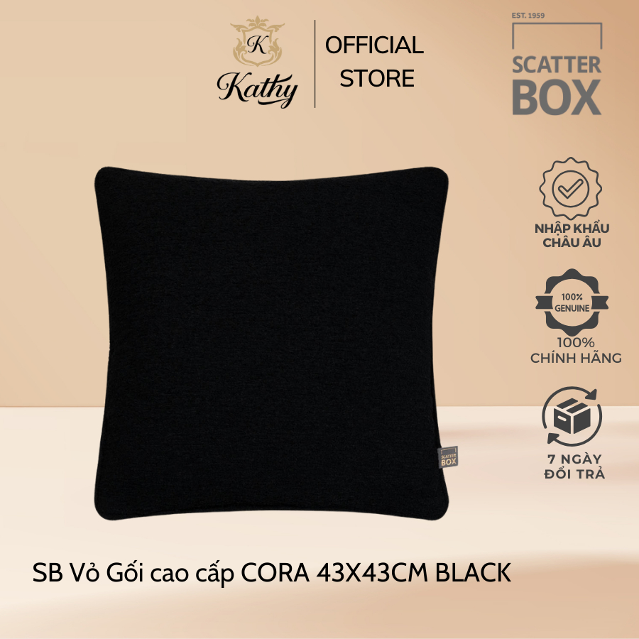 [Scatter Box] Vỏ gối cao cấp nhập khẩu Ireland Anh Quốc CORA màu đen ...