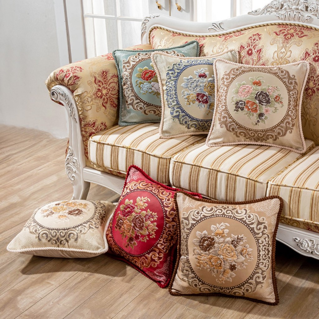 Gối vuông tựa sofa vải gấm nhung kích thước 48cmx48cm, gối ôm gối tựa ...