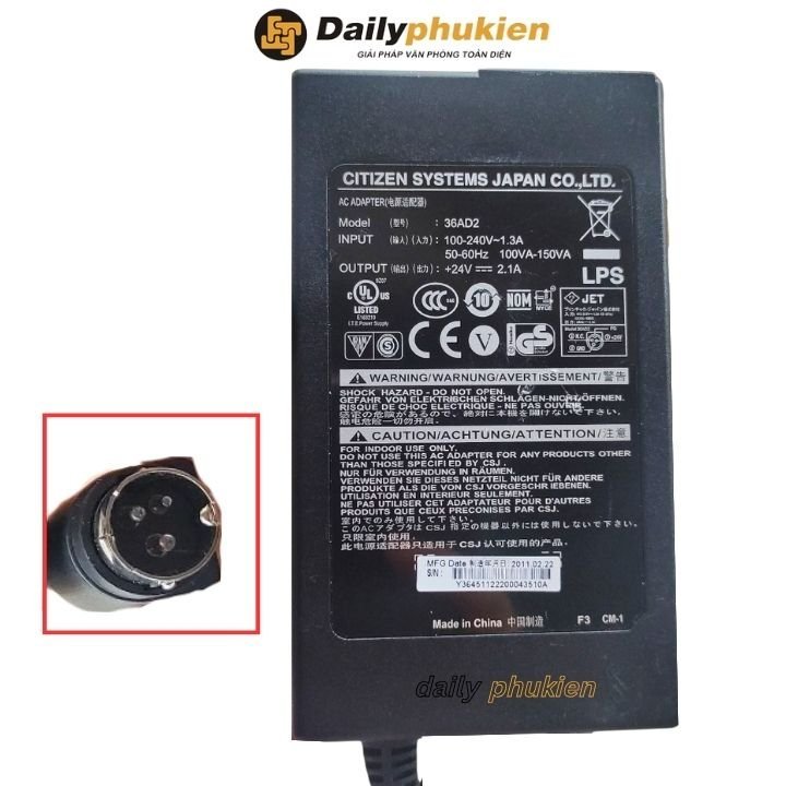 Dây nguồn máy in hóa đơn Xprinter XP-N200H 24v-2.5A chính hãng | Shopee Việt Nam