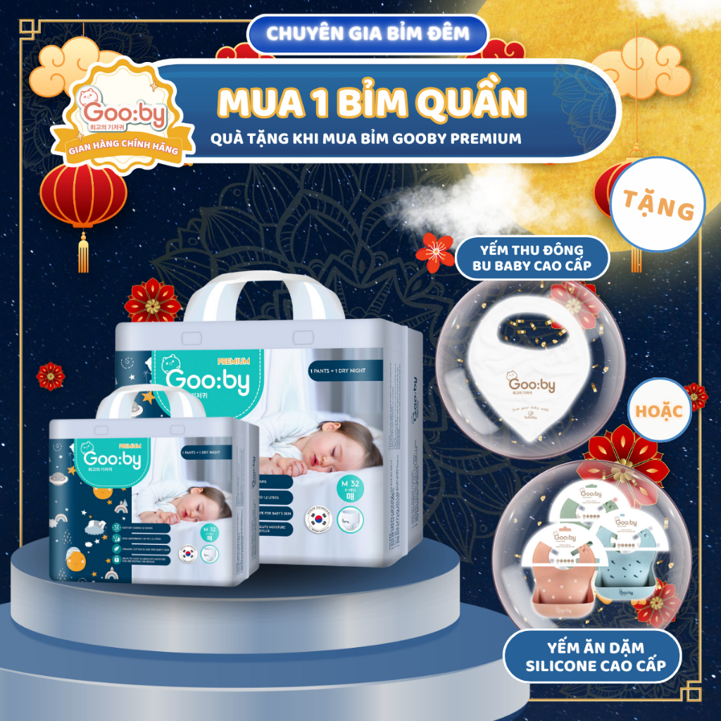Tã/bỉm quần Gooby Premium - Chuyên gia bỉm đêm, chống trào đến 12h size M/L/XL/XXL cho bé từ 6kg ...