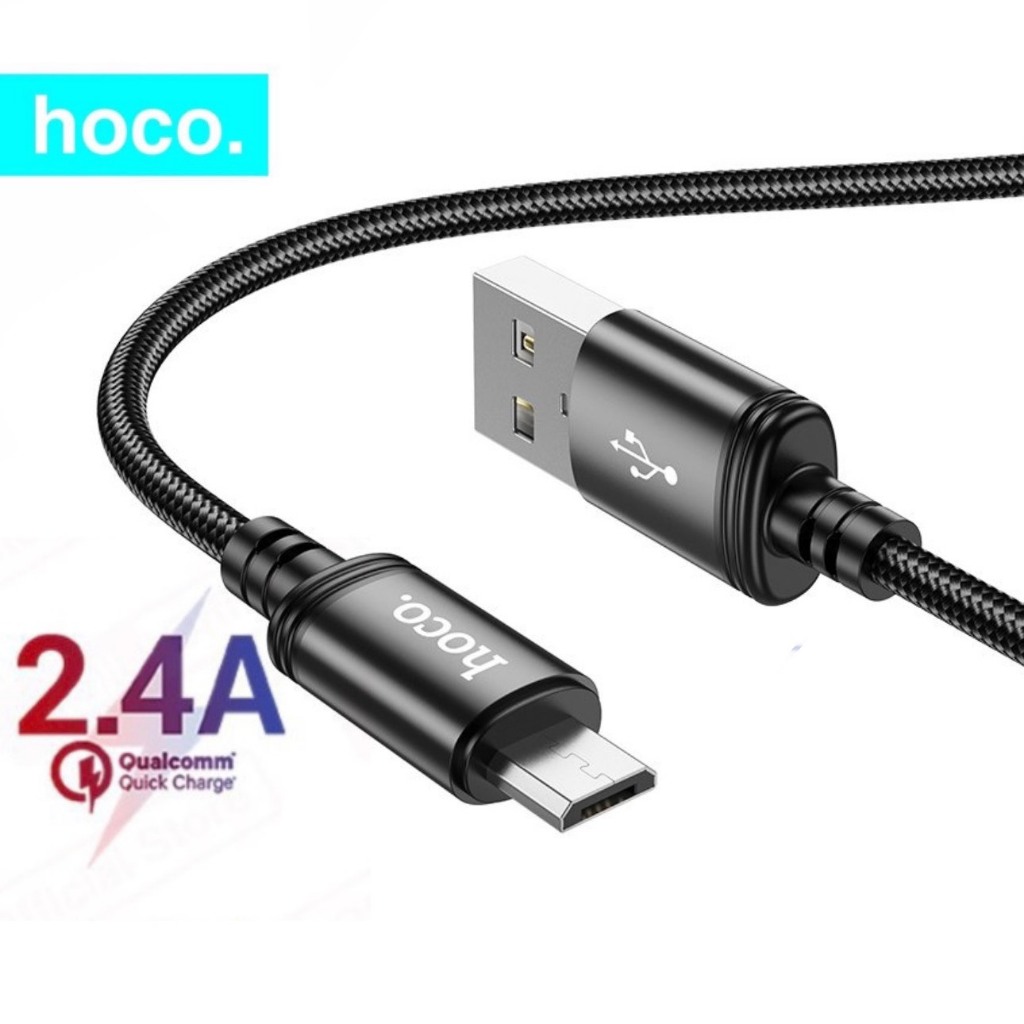 Dây sạc nhanh micro usb Hoco hỗ trợ sạc 2.4A cáp sạc bọc dù chống đứt ...