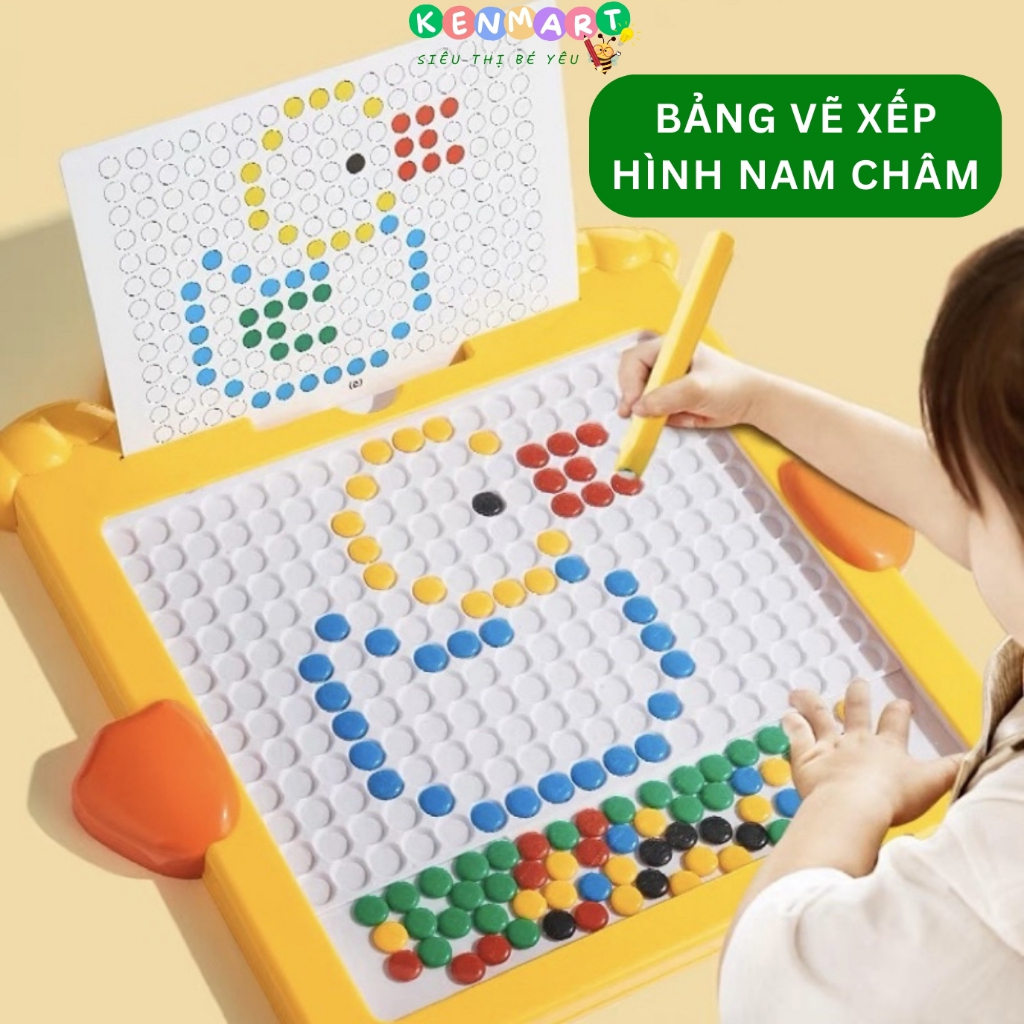 Bảng vẽ xếp hình nam châm từ tính thế hệ mới Kenmart, kèm 1 bút từ và ...