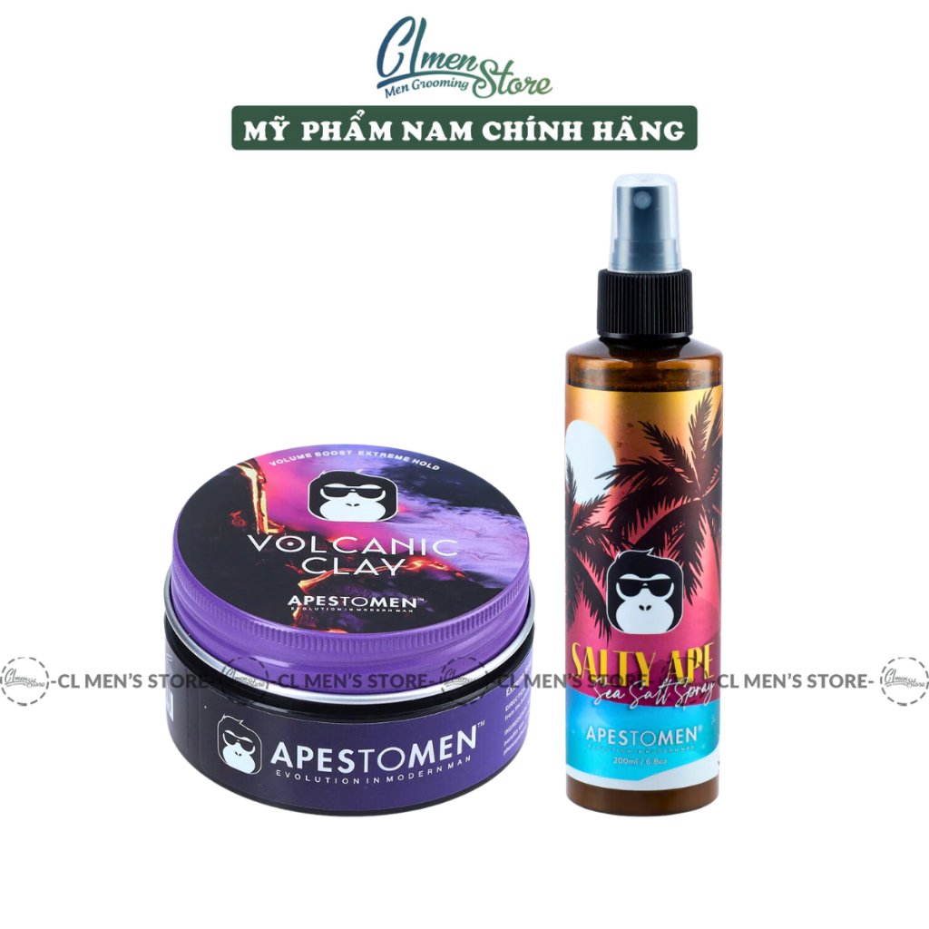Combo Tạo Kiểu Tóc Apestomen Sáp Vuốt Tóc Volcanic Clay + Xịt Tạo Phồng ...
