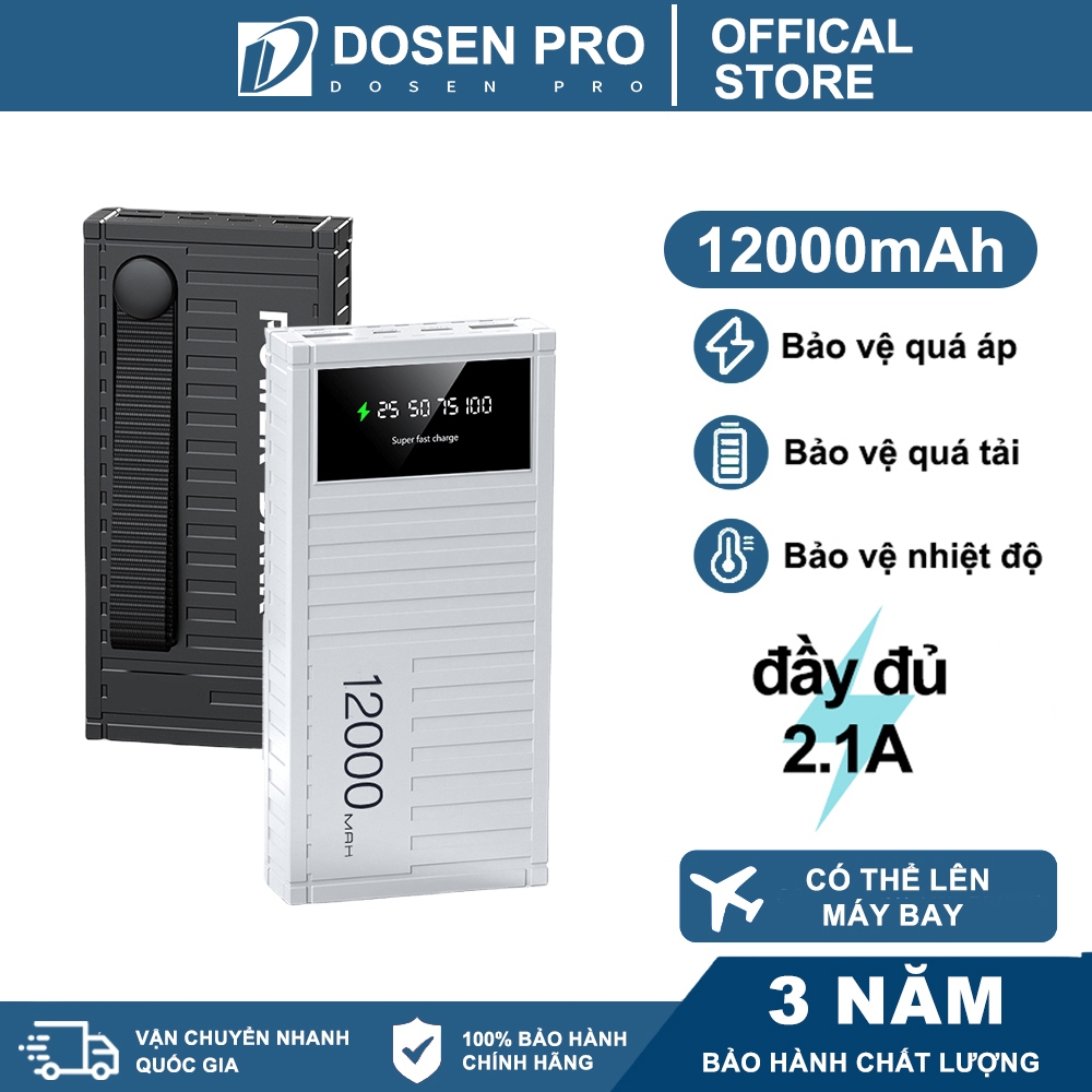 DOSEN PRO Sạc dự phòng Power bank 2.1A 12000 mAh 30000mah pin dự phòng màn hình Led tích hợp ...
