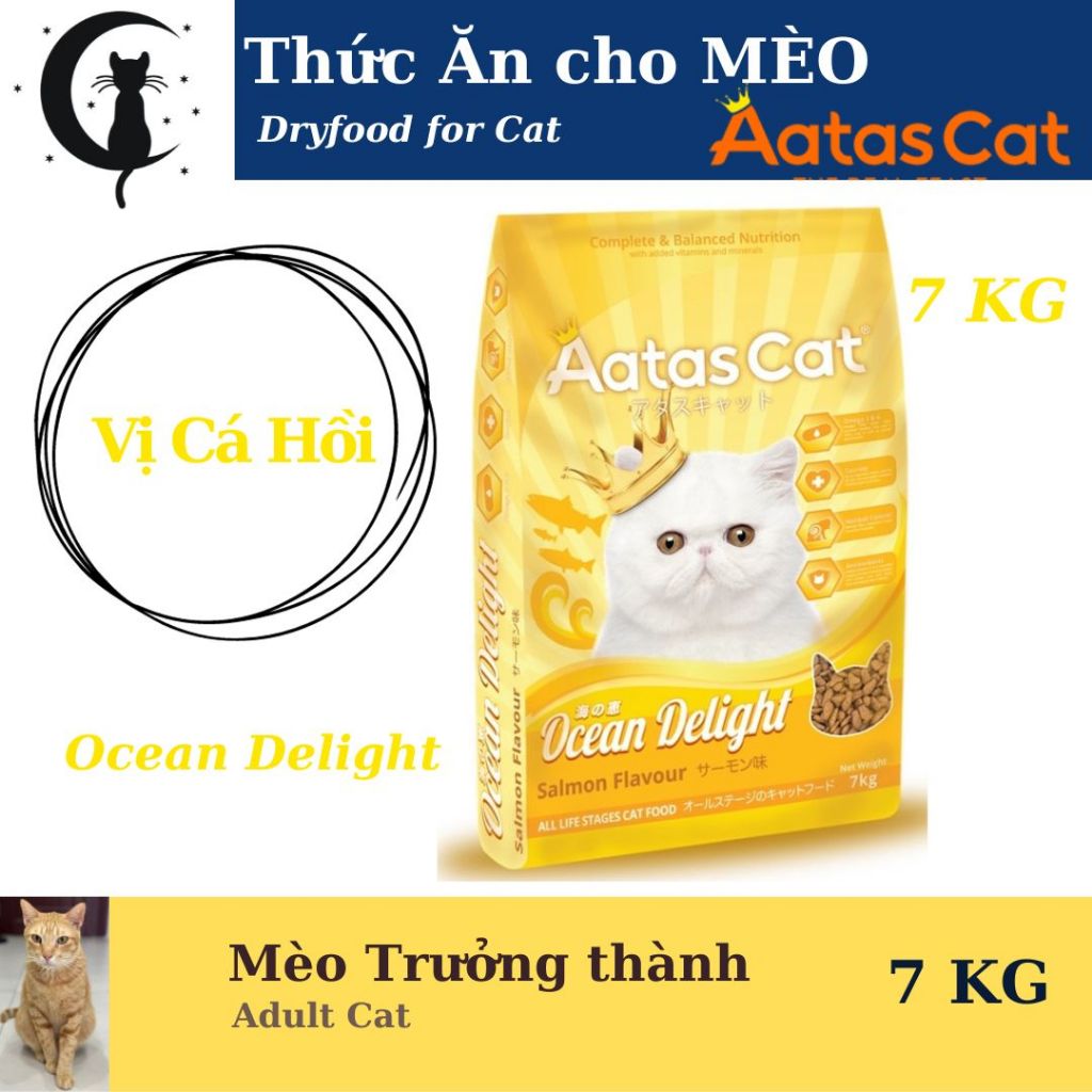 7Kg_Aatas Cat |Thức Ăn Hạt Mèo vị Cá Hồi SALMON 7KG | Ocean Delight ...