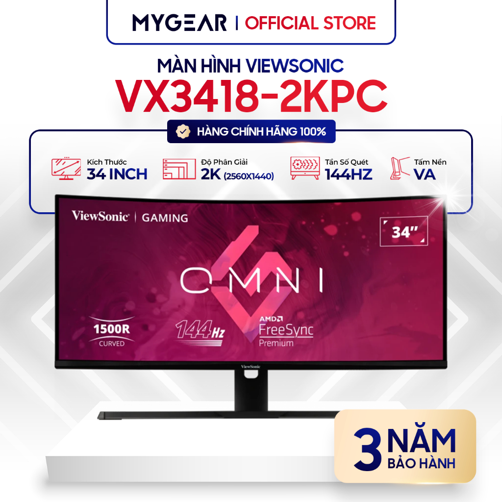 Màn hình Gaming cong ViewSonic VX3418-2KPC 34″ 2K VA 144Hz (DP, HDMI ...