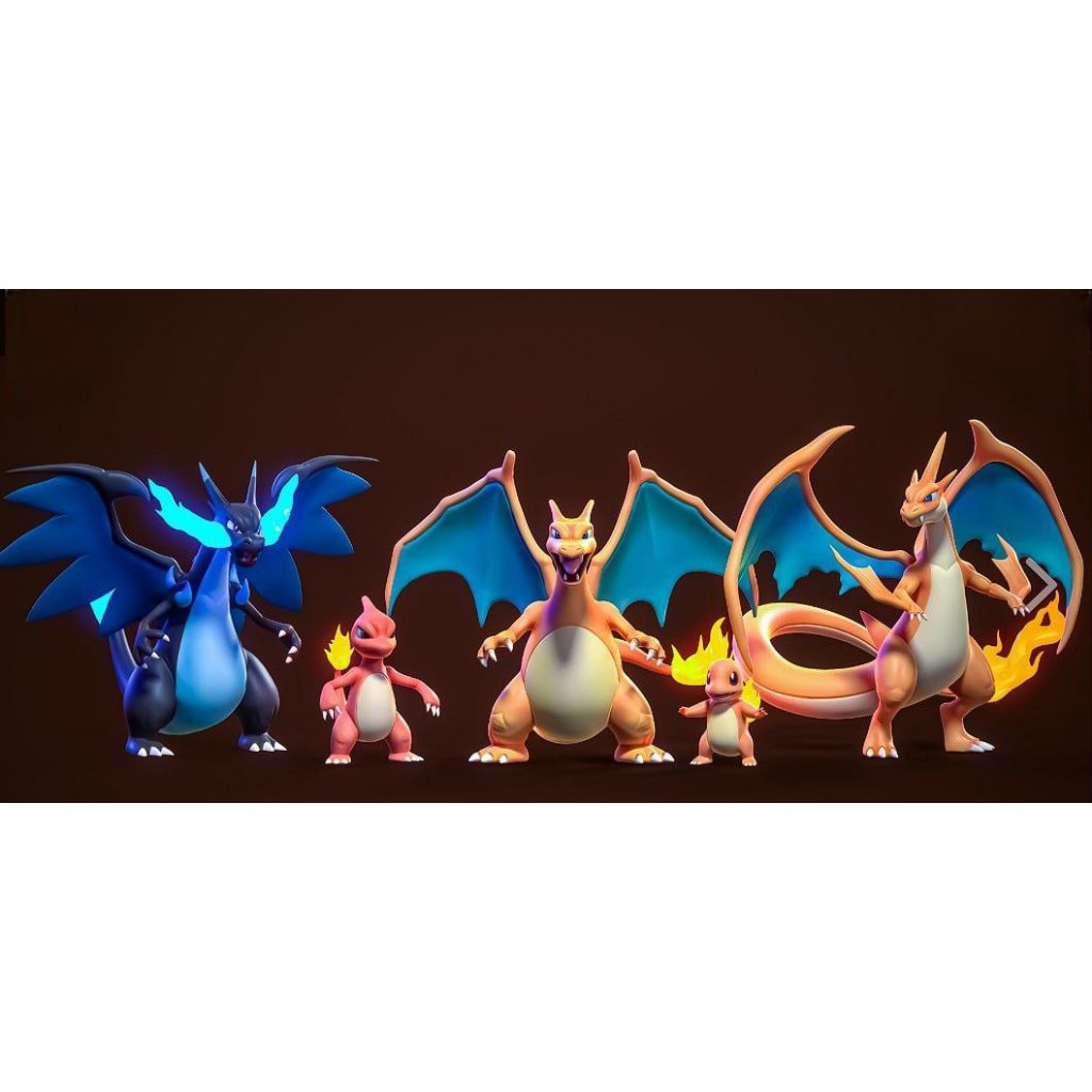 Mô hình Pokemon: Charmander, Charmeleon, Charizard, Mega X, Mega Y ...