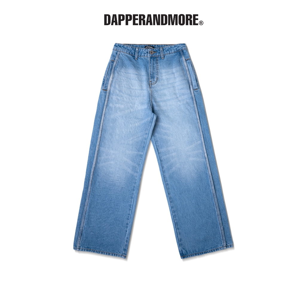 Quần Jeans Wash DAPPERANDMORE Line Washed Dirt/Blue Denim Pants Phối Line - Xanh Nhạt | Shopee ...