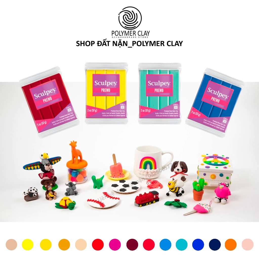 (Sale đất, thanh lí)Đất sét nung Polymer Clay Sculpey Premo (57g ...