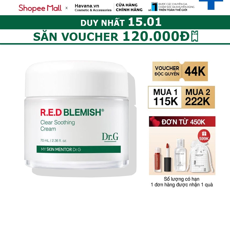 Kem dưỡng Dr.G DrG Red Blemish Clear Soothing Cream 70ml | Shopee Việt Nam
