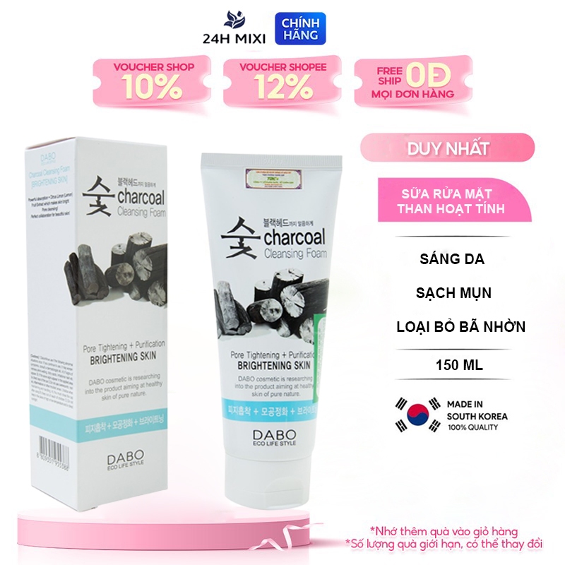 Sữa Rửa Mặt Than Hoạt Tính DABO Charcoal Cleansing Foam Sáng da, Dưỡng ...